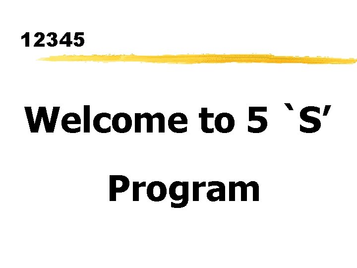 12345 Welcome to 5 S Program The Changing