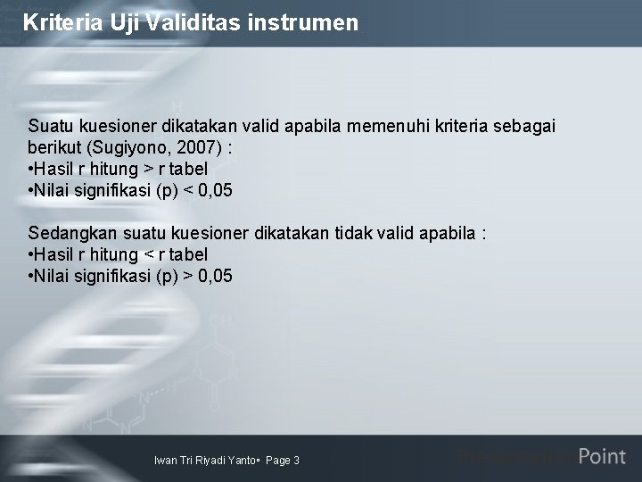 Uji Validitas dan Reliabilitas Dengan Microsoft Excel Iwan