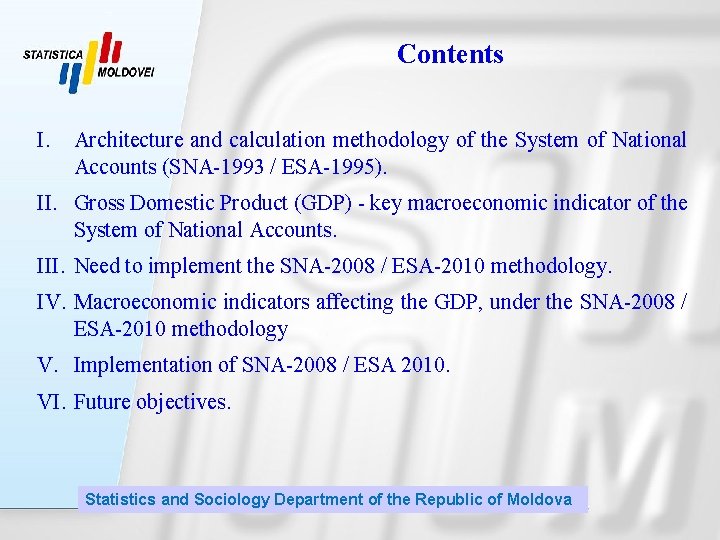 Implementation of the UN System of National Accounts