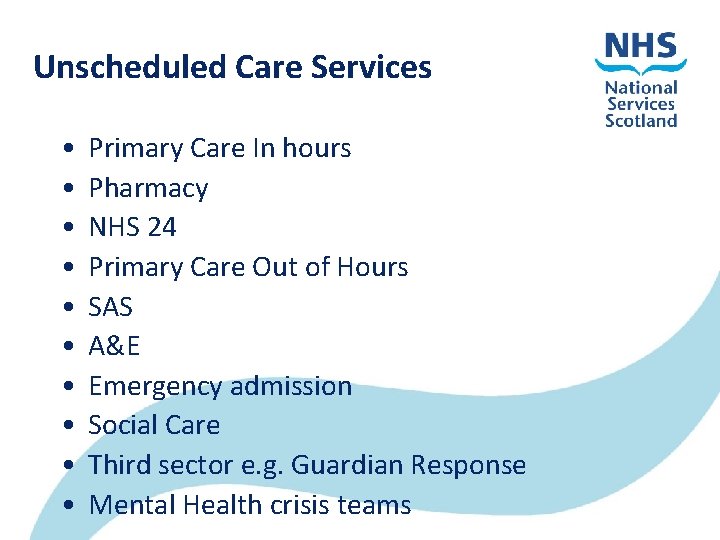Unscheduled Care Information Available Fiona Mac Kenzie Service