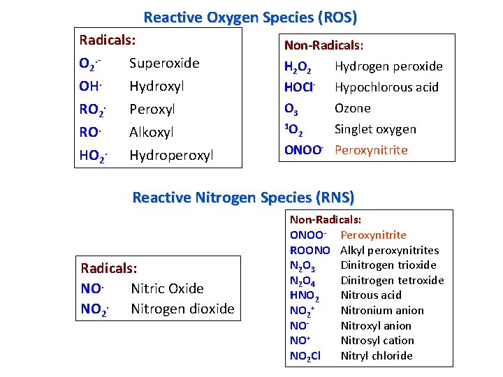 Reactive Oxygen Species I Free radicals ROS Defined