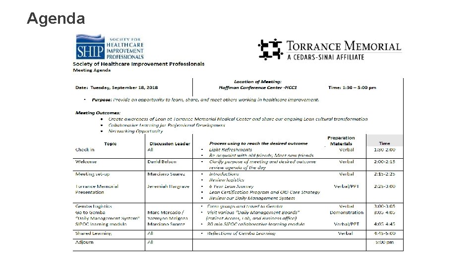 Torrance Memorial Operating System Lean Journey TMOS Presented