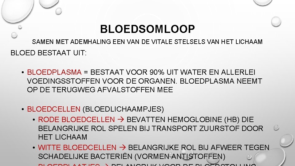 ANATOMIE EN FYSIOLOGIE LES 2 TERUGBLIK VORIGE LES