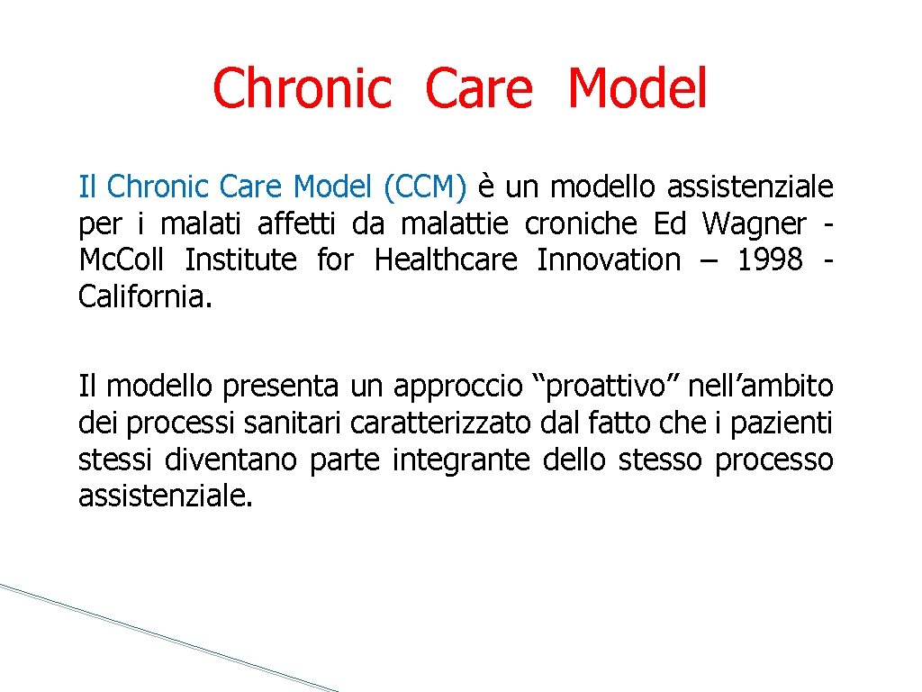 Il Chronic Care Model un modello assistenziale per
