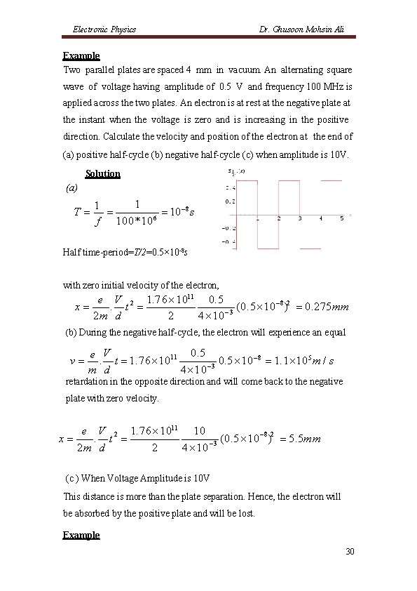Electronic Physics Dr Ghusoon Mohsin Ali Electron Ballistics
