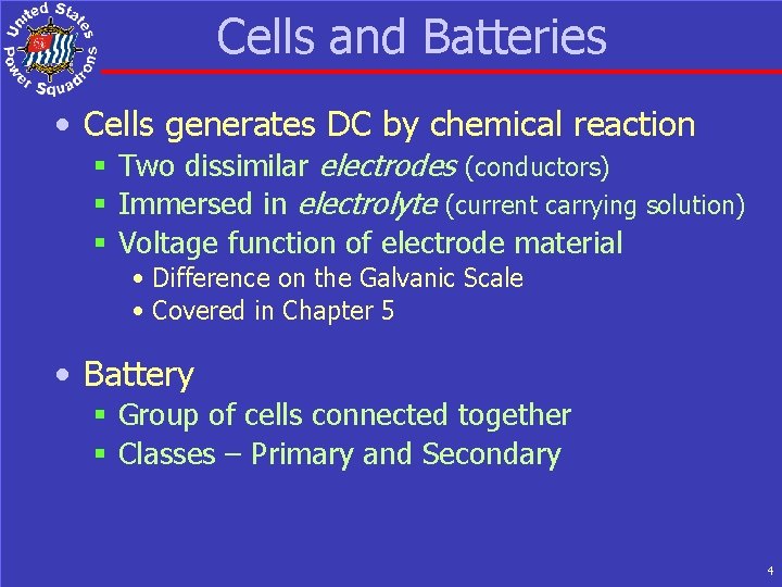 Chapter 3 Direct Current Power 1 Overview Batteries