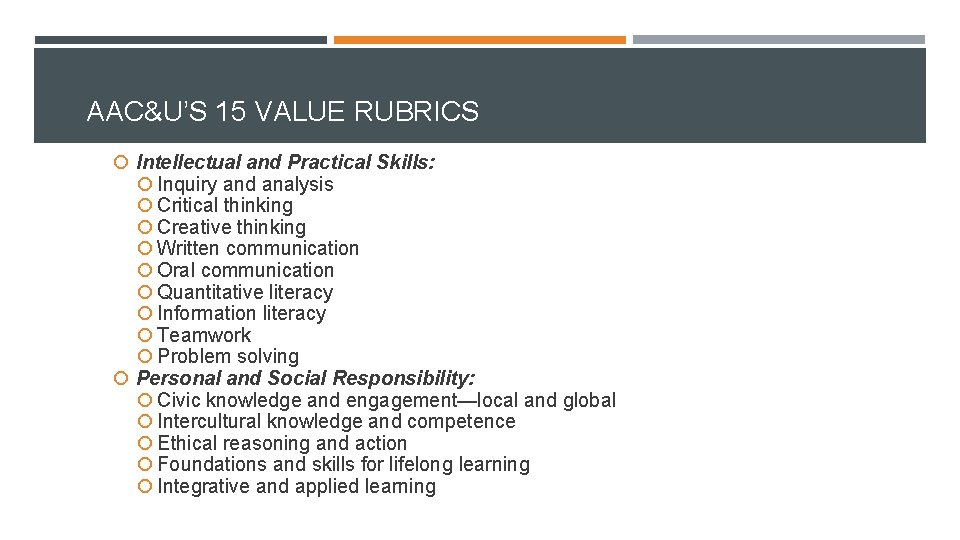 LETS GET IT USING VALUE RUBRICS TO STARTED