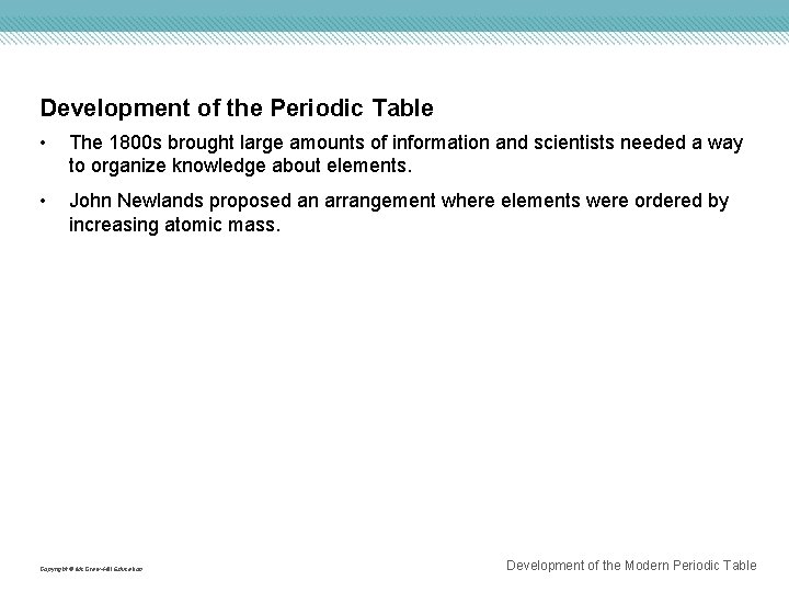 Section 1 Development of the Modern Periodic Table