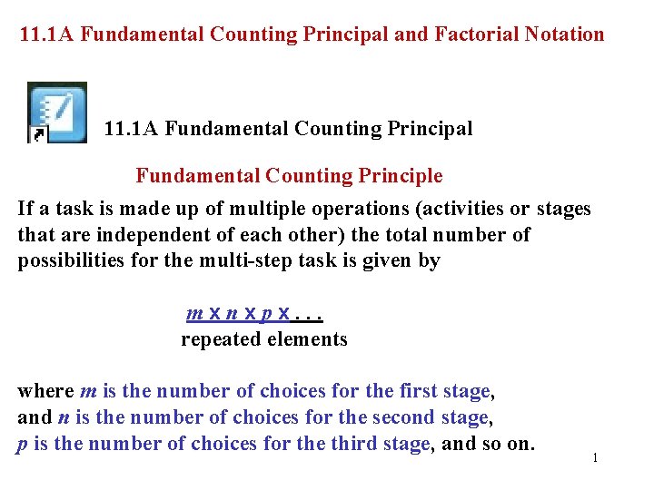 11 1 A Fundamental Counting Principal and Factorial