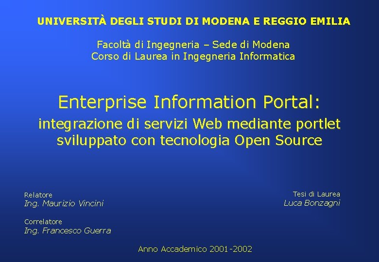 UNIVERSIT DEGLI STUDI DI MODENA E REGGIO EMILIA