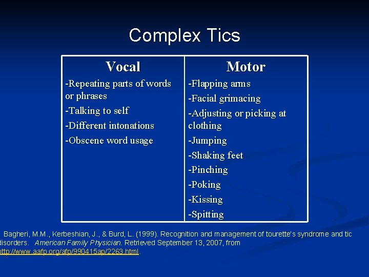 Tourette Syndrome TS Dana Barvinchak An Overview of