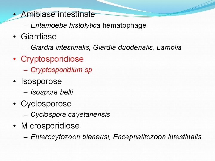 Diarrhes parasitaires Amibiase intestinale Entamoeba histolytica ...