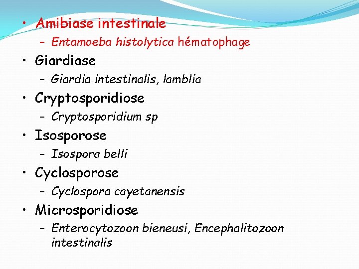 Diarrhes parasitaires Amibiase intestinale Entamoeba histolytica ...