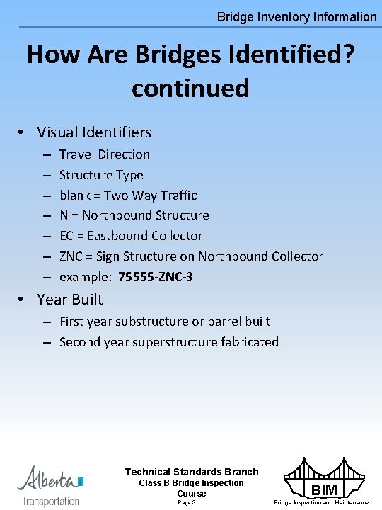Bridge Inventory Information BRIDGE INVENTORY INFORMATION Technical ...