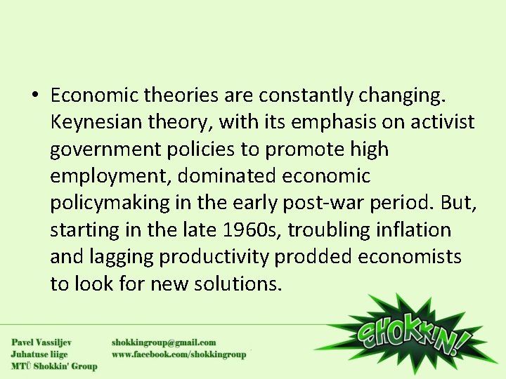 History of Economic Thought Modern Schools of Economic