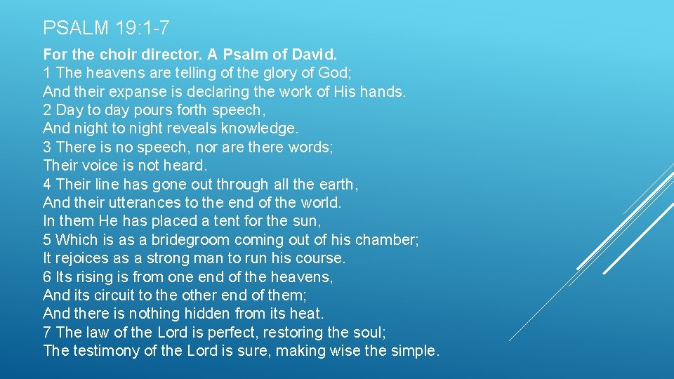 PSALM 19 Ed Godfrey Hope Community Bible Church