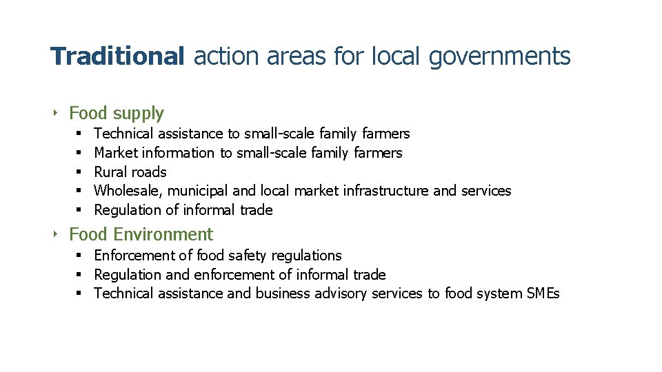 The role of cities and local governments in