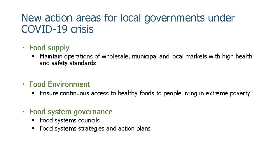 The role of cities and local governments in