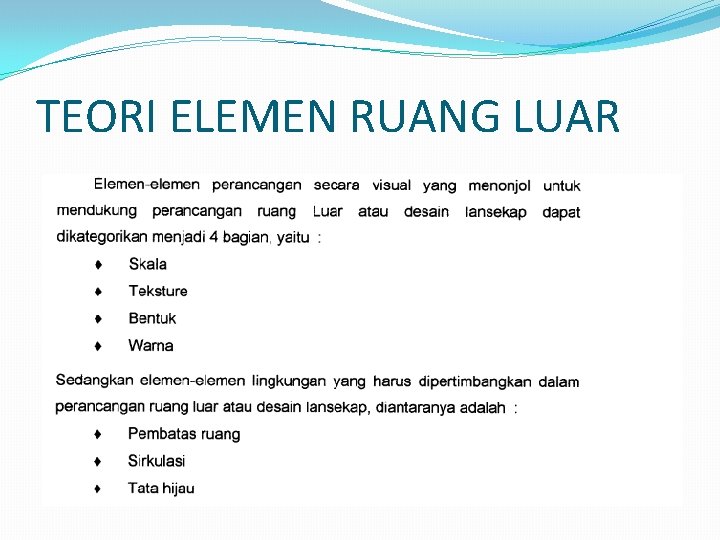 ELEMEN RUANG LUAR Dwi Siswi Hariyani S T