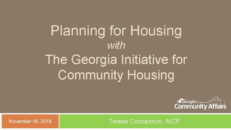 Planning for Housing with The Georgia Initiative for