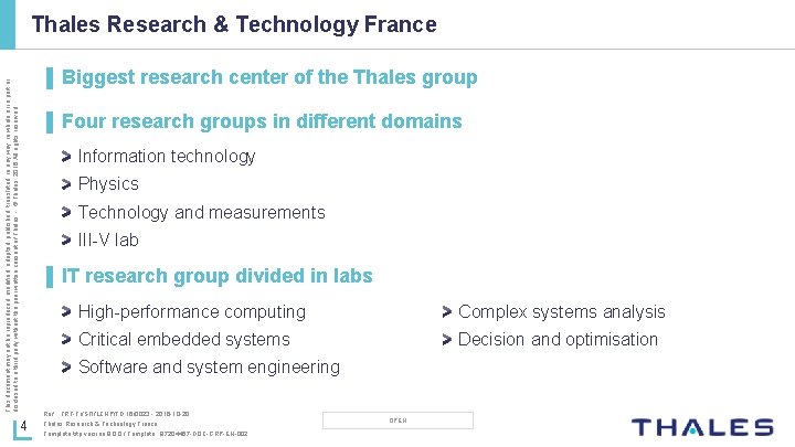 Research objectives of Thales RT in embedded HPC