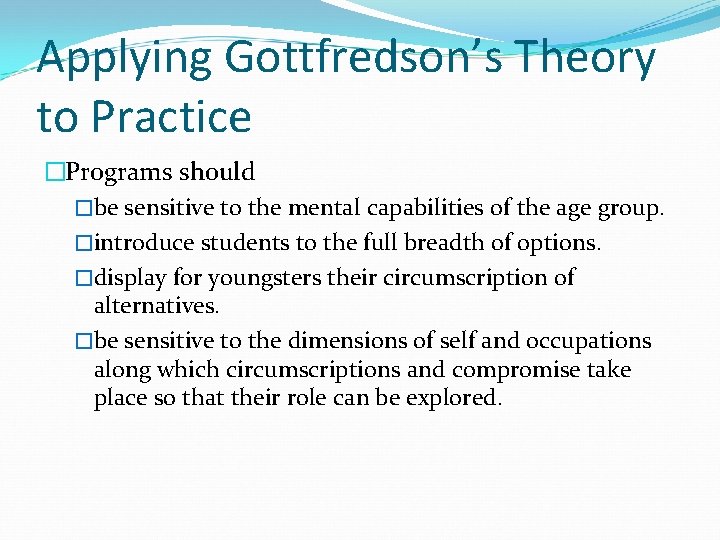 Understanding and Applying Theories of Career Development Chapter