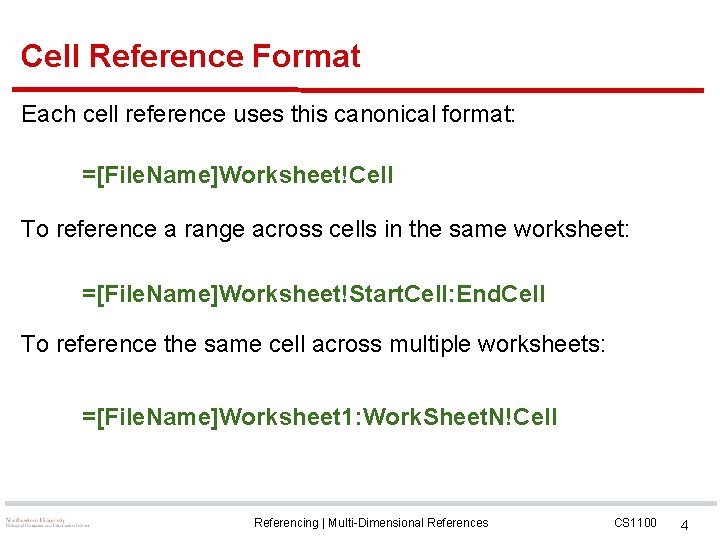 Topic 4 Referencing Lesson 2 MultiDimensional References Referencing