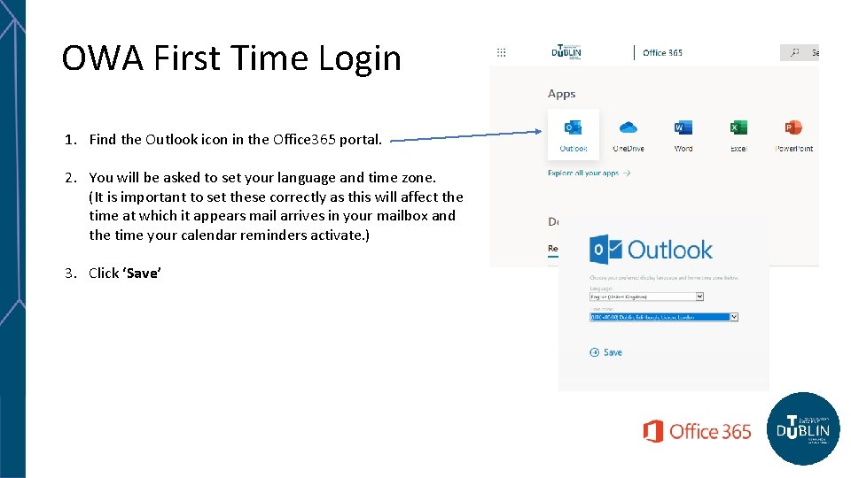 Outlook Web App OWA Content First Time Login