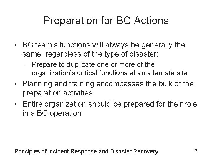 Principles of Incident Response and Disaster Recovery Chapter