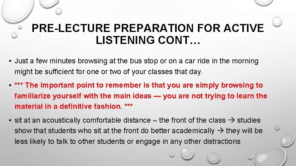 LISTENING SKILLS IN LECTURES PROFESSOR OUMAMA KABLI OCTOBER