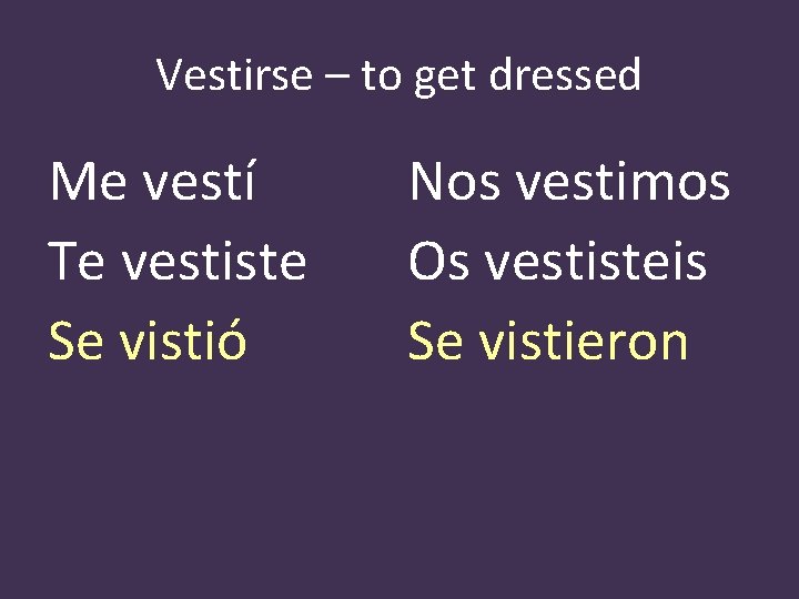 Verbos con cambios radicales El pretrito In the
