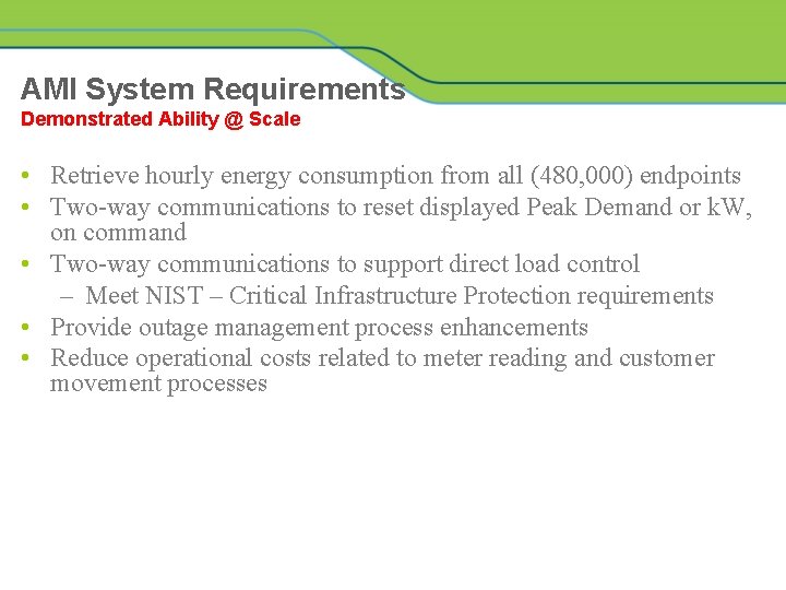 Advanced Metering Infrastructure AMI Project Update Mark Heintzelman