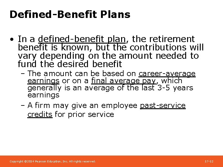 Chapter 17 Employee Benefits Retirement Plans Agenda Fundamentals