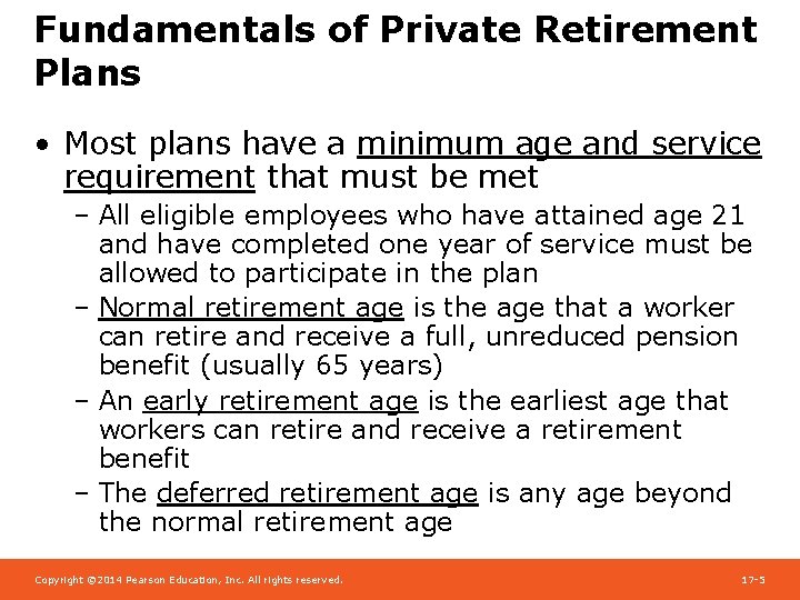 Chapter 17 Employee Benefits Retirement Plans Agenda Fundamentals