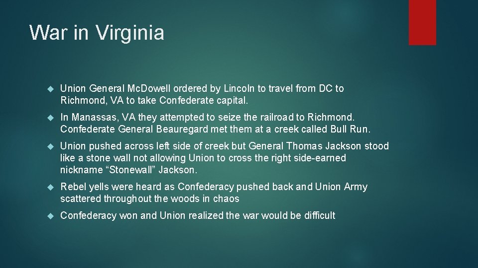 The Civil War CHAPTER 1 The War Begins