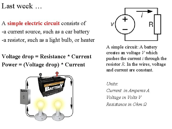 Last week A simple electric circuit consists of