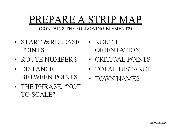 PREPARE A STRIP MAP CONTAINS THE FOLLOWING ELEMENTS
