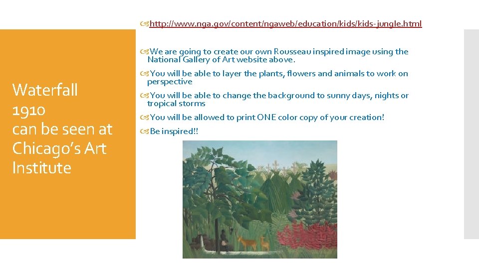Art Awareness First grade Lesson 4 Henri Rousseau