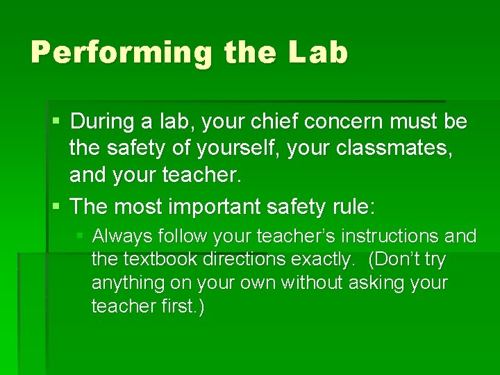 Safety in the Science Laboratory Chapter 1 Section