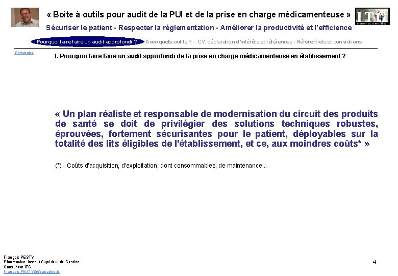 Boite outils pour audit de la PUI et