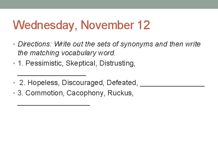 THE DIARY OF ANNE FRANK Bellwork Vocabulary 1