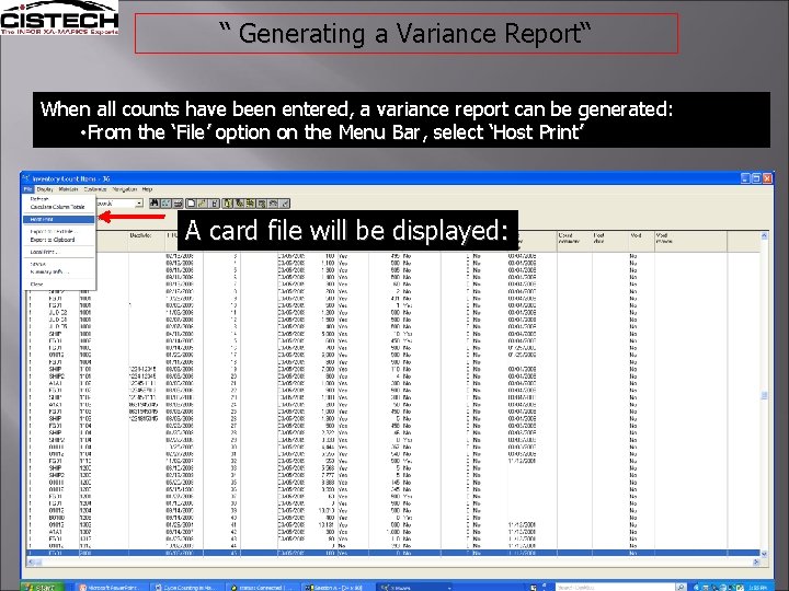 MAPICS XA Cycle Counting in Materials Management Presented