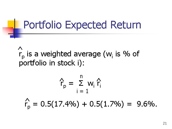 CHAPTER 2 Risk and Return Part I 1