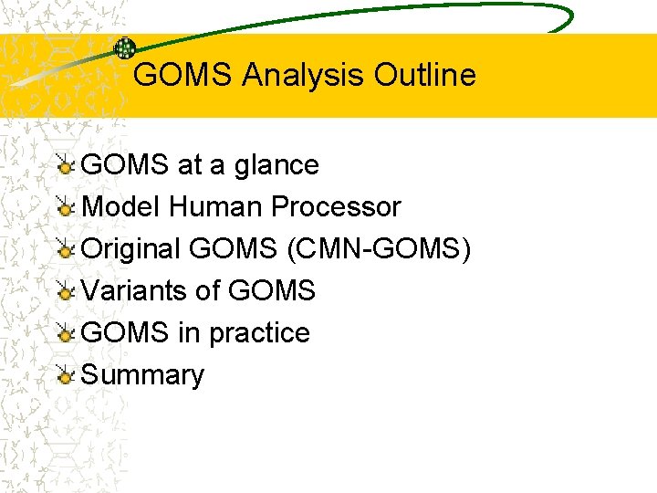 GOMS Analysis Automating Usability Assessment Melody Y Ivory