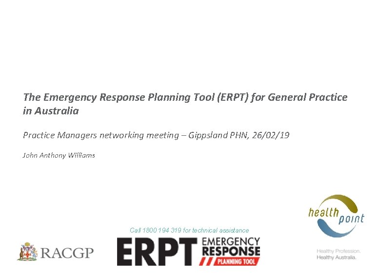 The Emergency Response Planning Tool ERPT for General