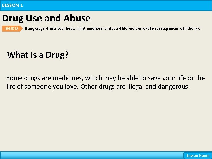 Chapter 16 Drugs Lesson 1 Drug Use and