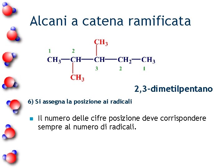 Nomenclatua degli Idrocarburi Alcani ALCANI n Gli alcani