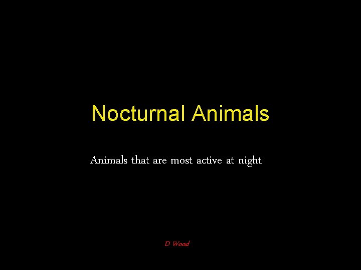 Nocturnal Animals that are most active at night