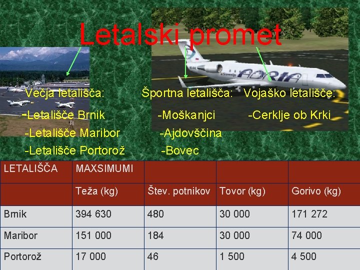 Promet v Republiki Sloveniji Vrste prometa cestni promet