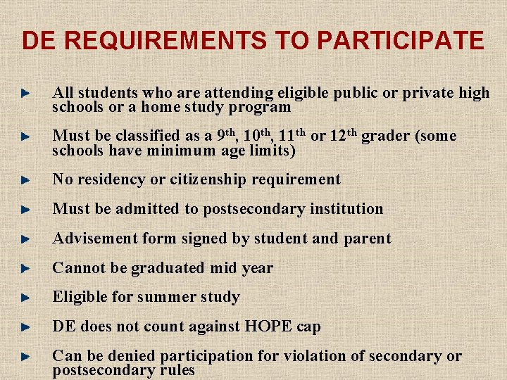 DACULA HIGH SCHOOL DUAL ENROLLMENT D E Information